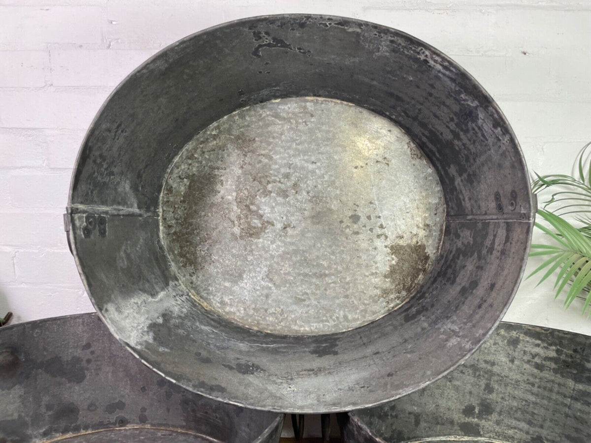 Large Vintage Reclaimed Galvanised Iron Banded Oval Trough Garden Plan ...
