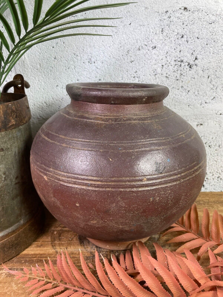 Vintage Rustic Indian Terracotta Clay Matka Water Pot Vessel Vase Home ...