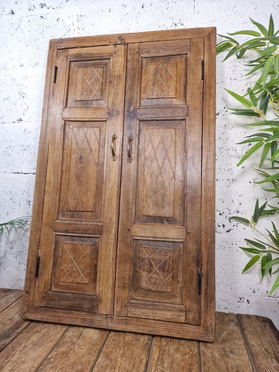 Large Antique Indian Colonial Solid Wooden Window Shutters Wall Garden ...