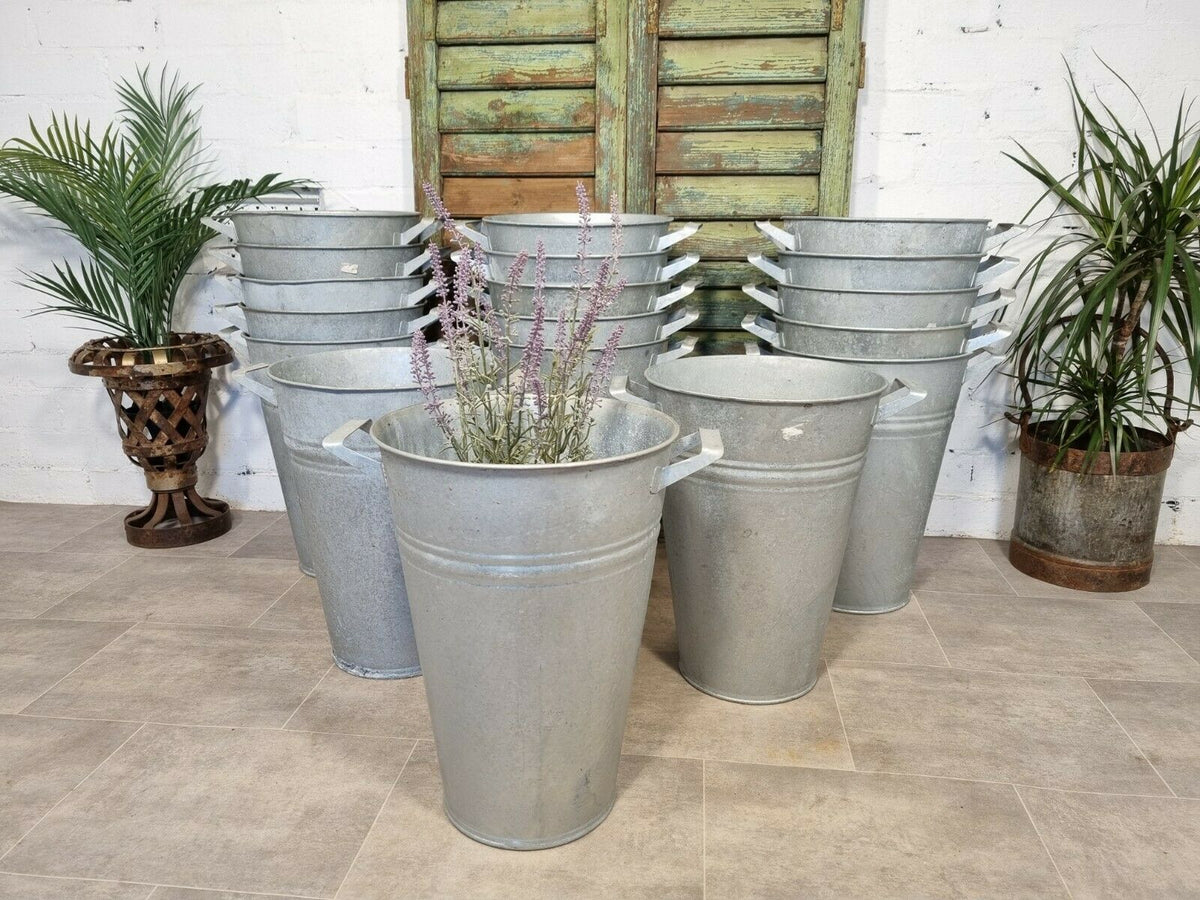 Vintage Large Galvanised Zinc Florist Display Tub Bucket Garden Plante ...
