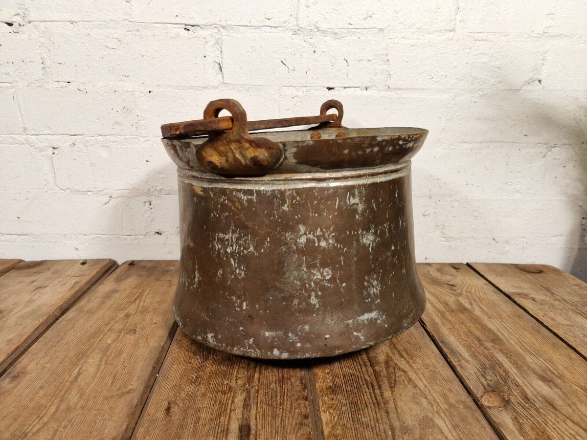 Vintage Antique French Hammered Copper Cooking Cauldron Gypsy Pot Gard ...