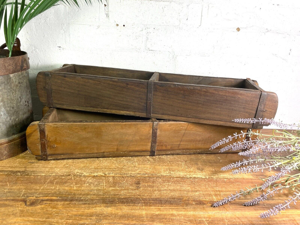 Vintage Indian Double Wooden Brick Mould Display Shelf Herb Planter Wi ...